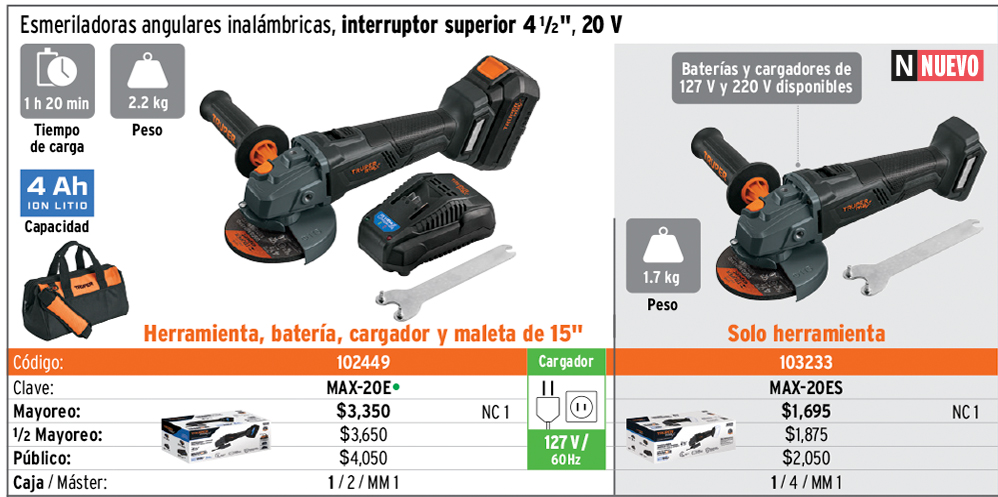 TRUPER - Esmeriladoras, cargadores y baterías
