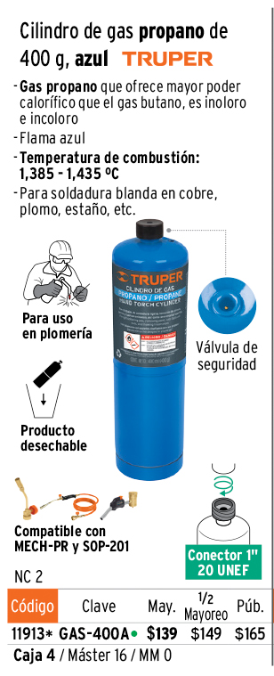 TRUPER - Sopletes / Cilindros de gas, mechero, sopletes y encendedores