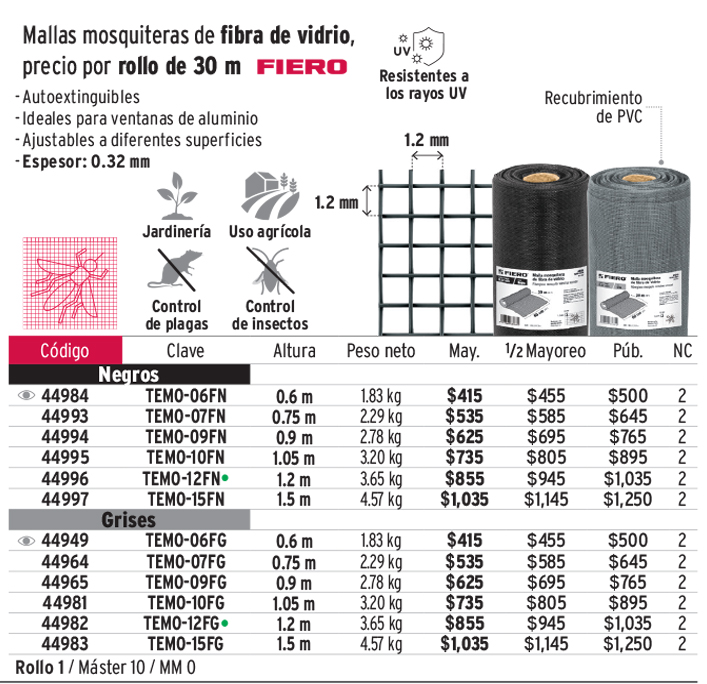 TRUPER - Mallas mosquiteras y toldos sombra