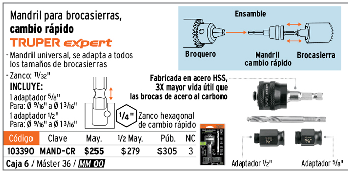 TRUPER - Brocas diamantadas, brocasierras y mandriles