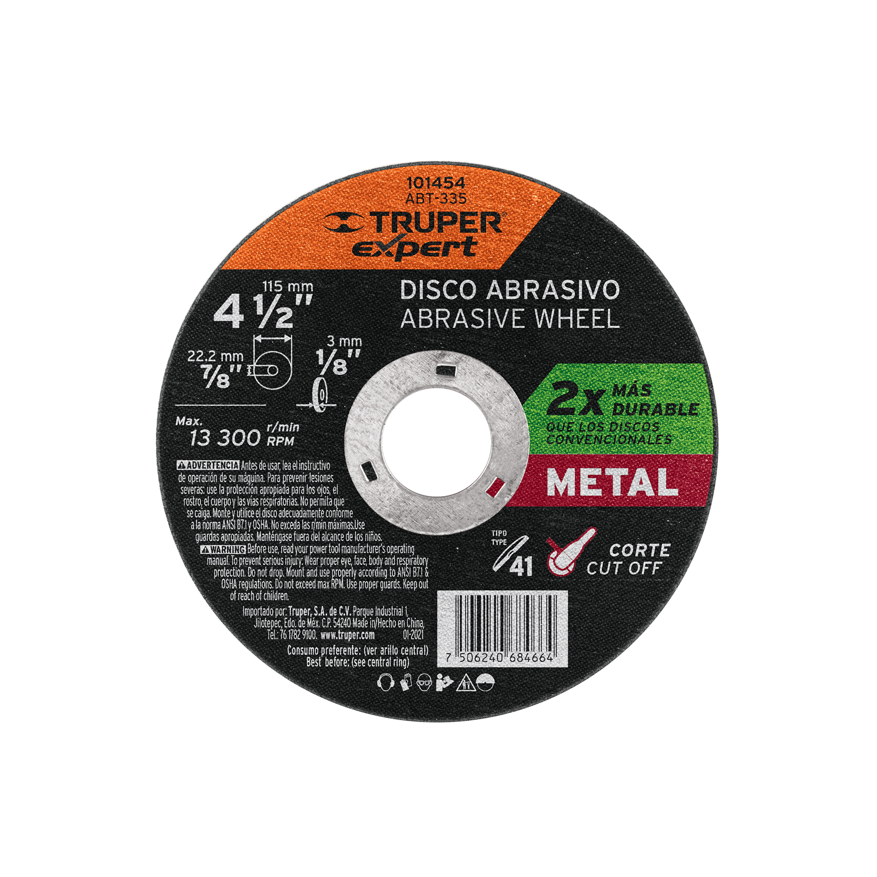 Ficha Tecnica Disco Para Corte De Metal 4 1 2 Tipo 41 Truper Expert