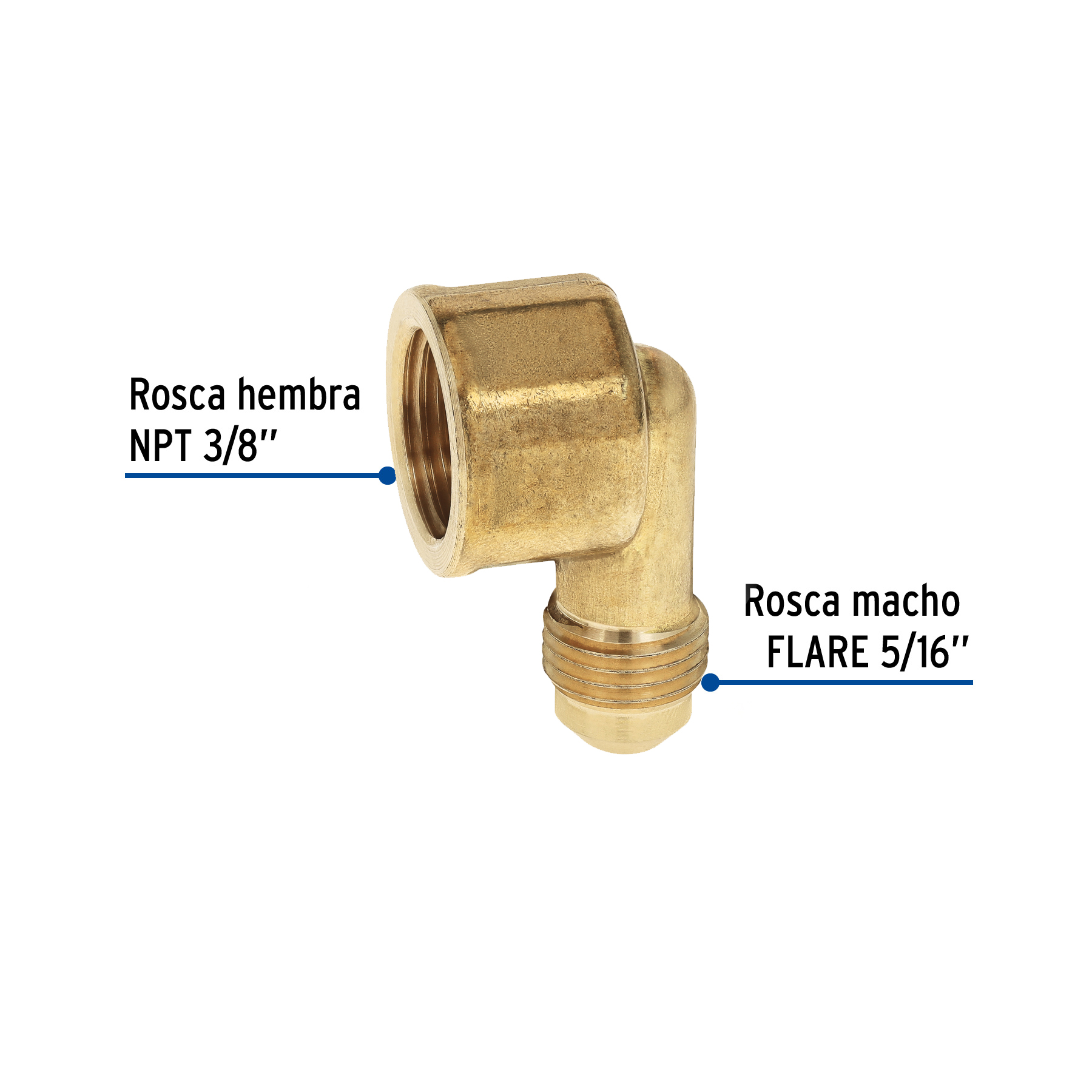 Codo para estufa a 90° de latón de 5/16 x 3/8, Foset - Truper - Grupo Ferre-Max