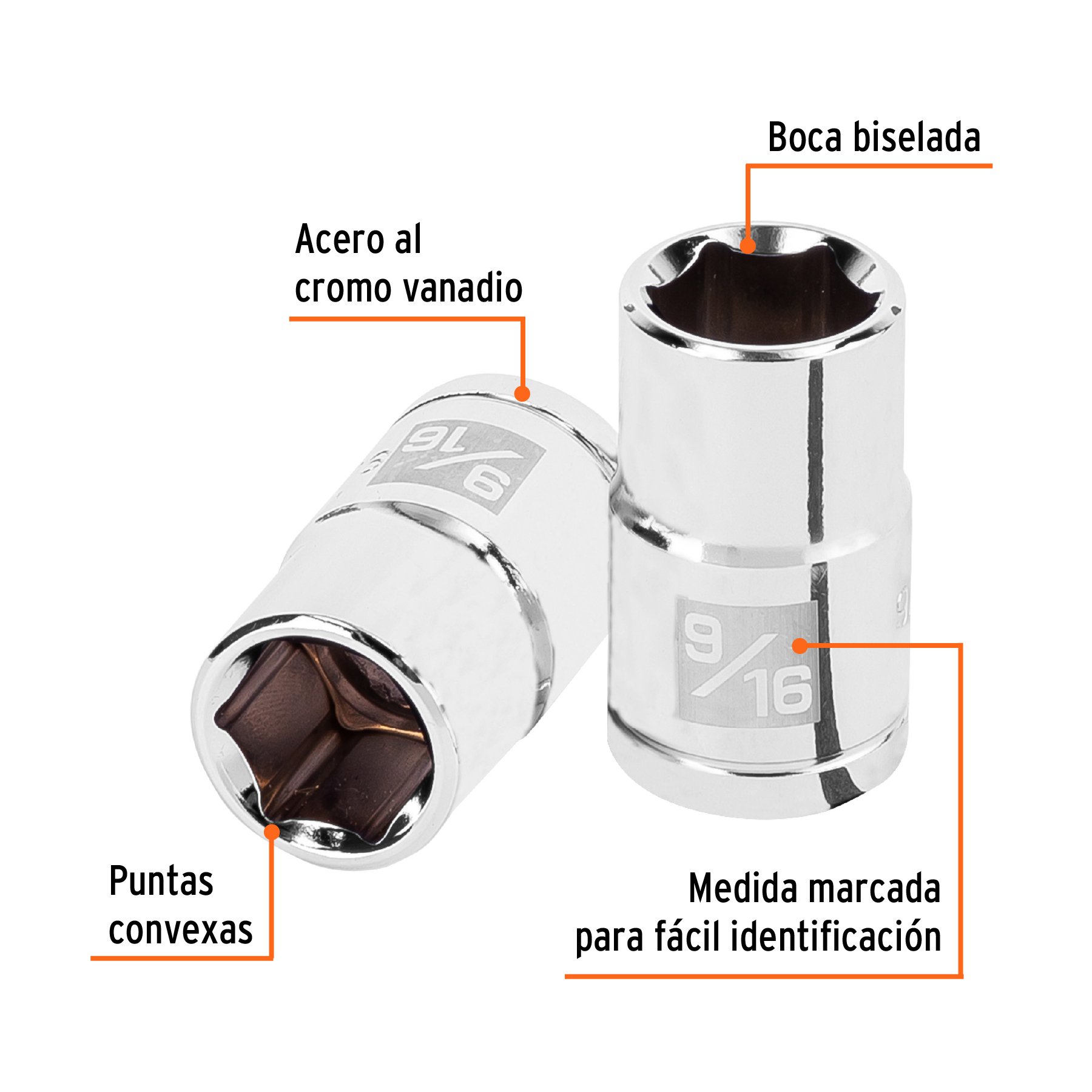 Dado de 9/16, 6 puntas, cuadro 1/2, Truper - Grupo FERREMAX