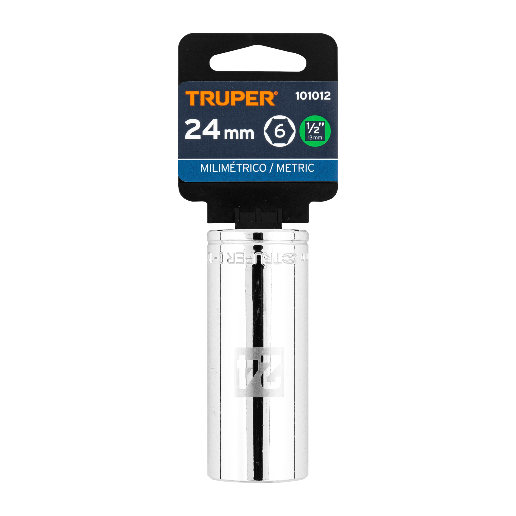 Dado largo de 24 mm, 6 puntas, cuadro 1/2', Truper - Grupo FERREMAX