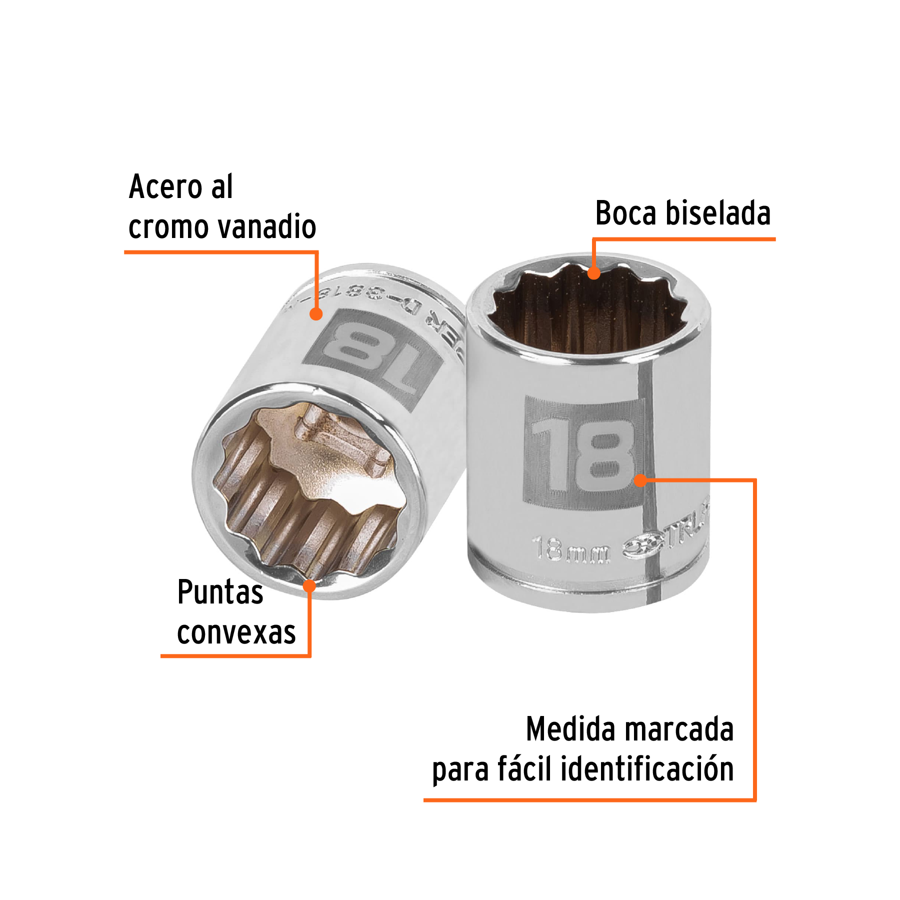 Dado de 18 mm, 12 puntas, cuadro 3/8', Truper - Grupo FERREMAX