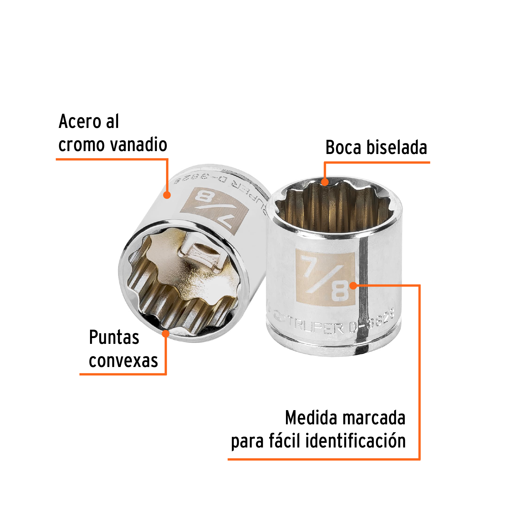 Dado de 7/8, 12 puntas, cuadro 3/8, Truper - Grupo FERREMAX