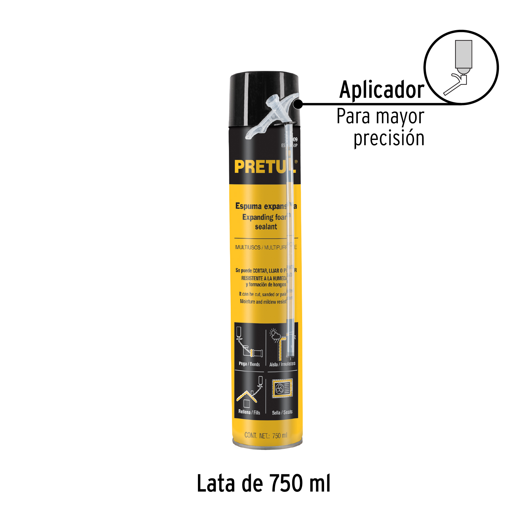 Espuma expansiva, 750 ml, Pretul - Truper - Grupo Ferre-Max