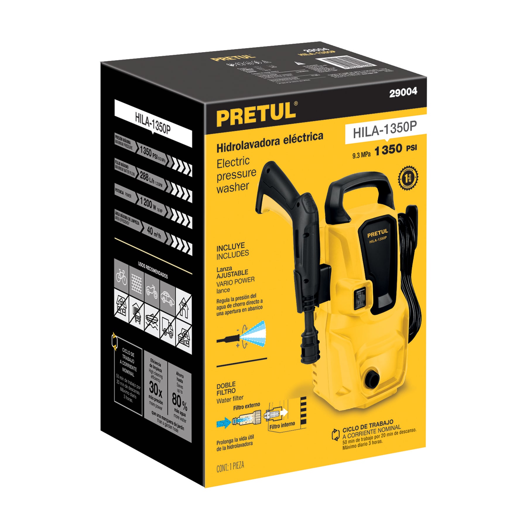 Ficha Tecnica Hidrolavadora eléctrica 1350 PSI, 220V, Pretul