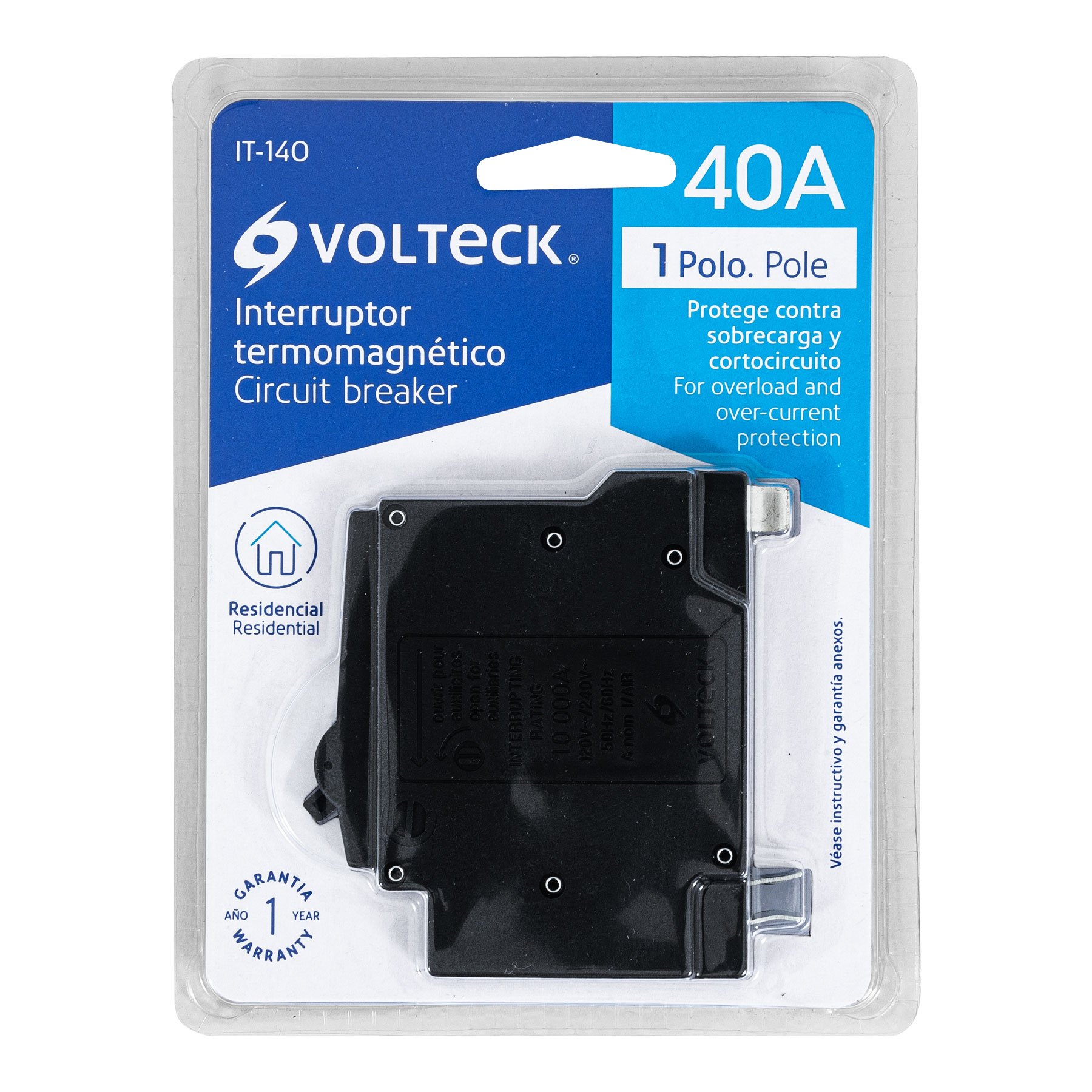 Ficha Tecnica Interruptor termomagnético 1 polo 40 A, Volteck