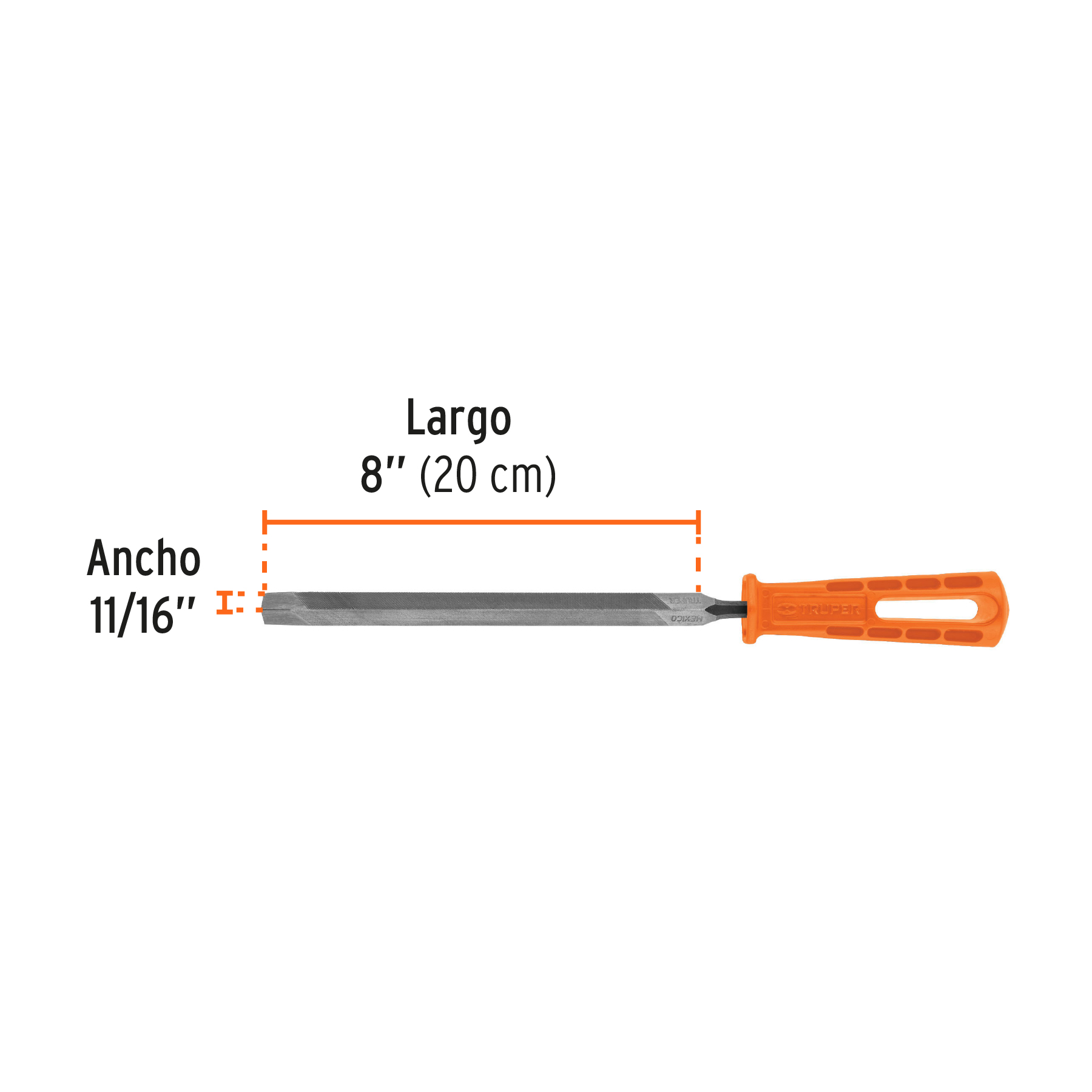 Lima triángular 8 para machete, 36 dpp, con mango, TRUPER - Grupo FERREMAX