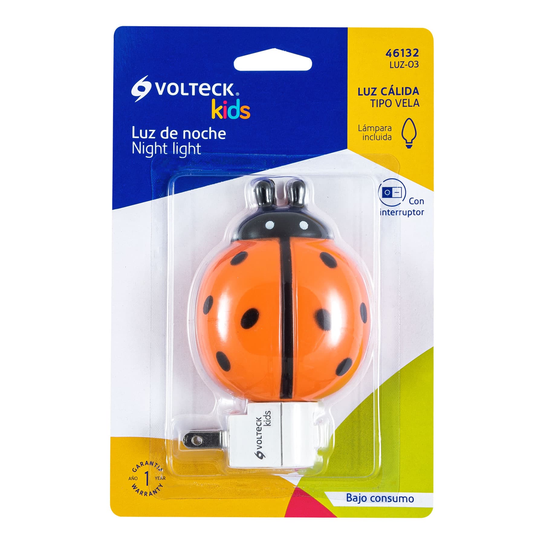 Ficha Tecnica Luz de noche con lámpara E12, catarina, Volteck