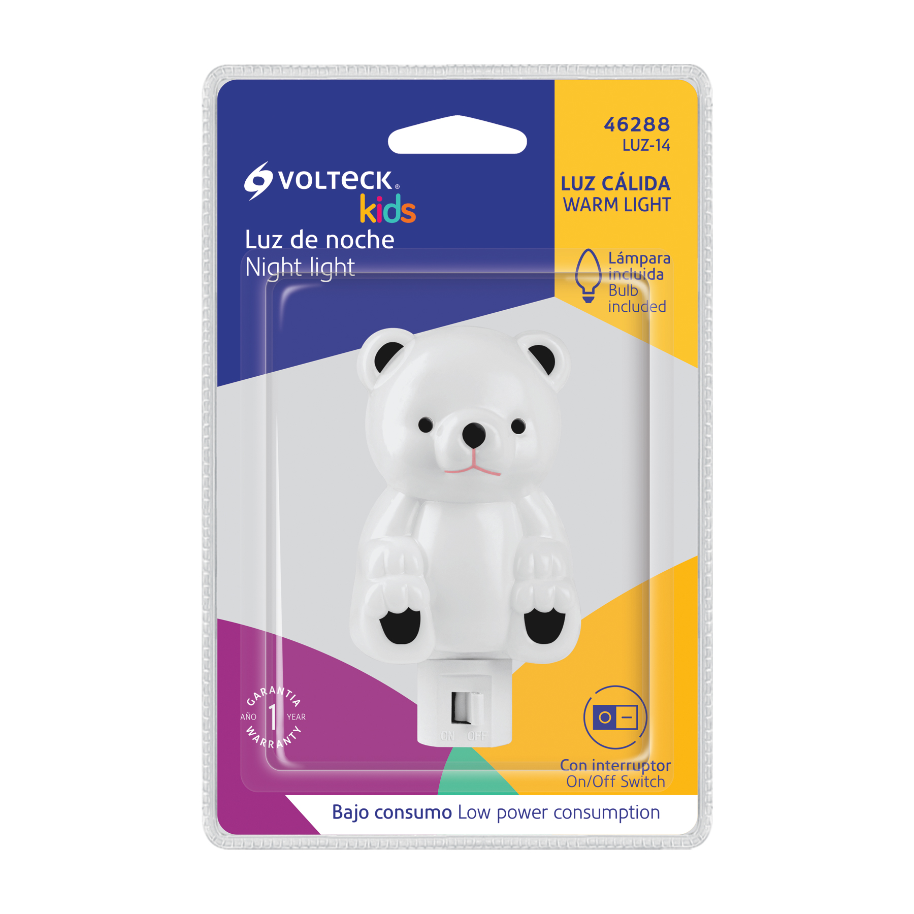 Ficha Tecnica Luz de noche con lámpara E12, oso, Volteck