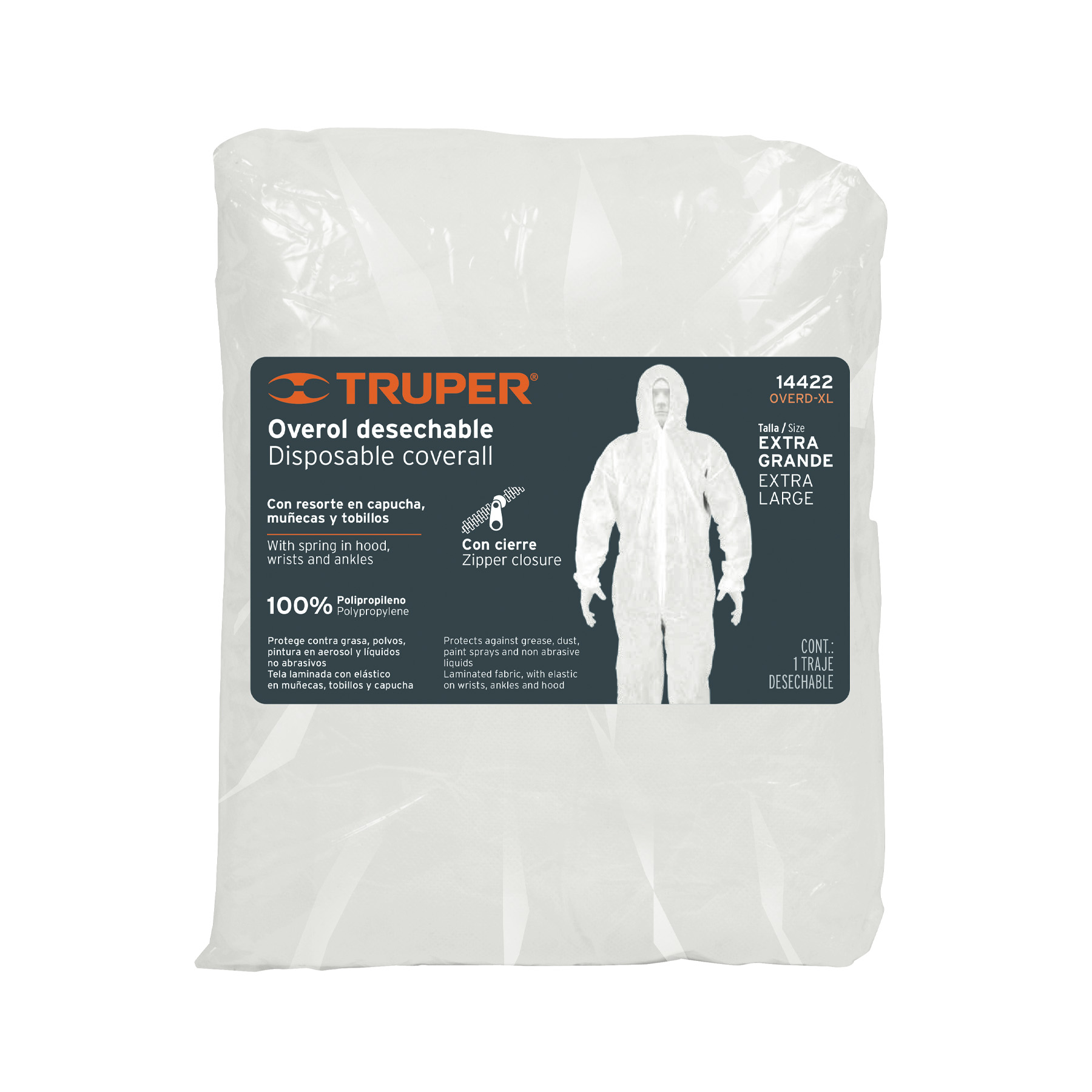 Ficha Tecnica Overol desechable, talla XG, Pretul