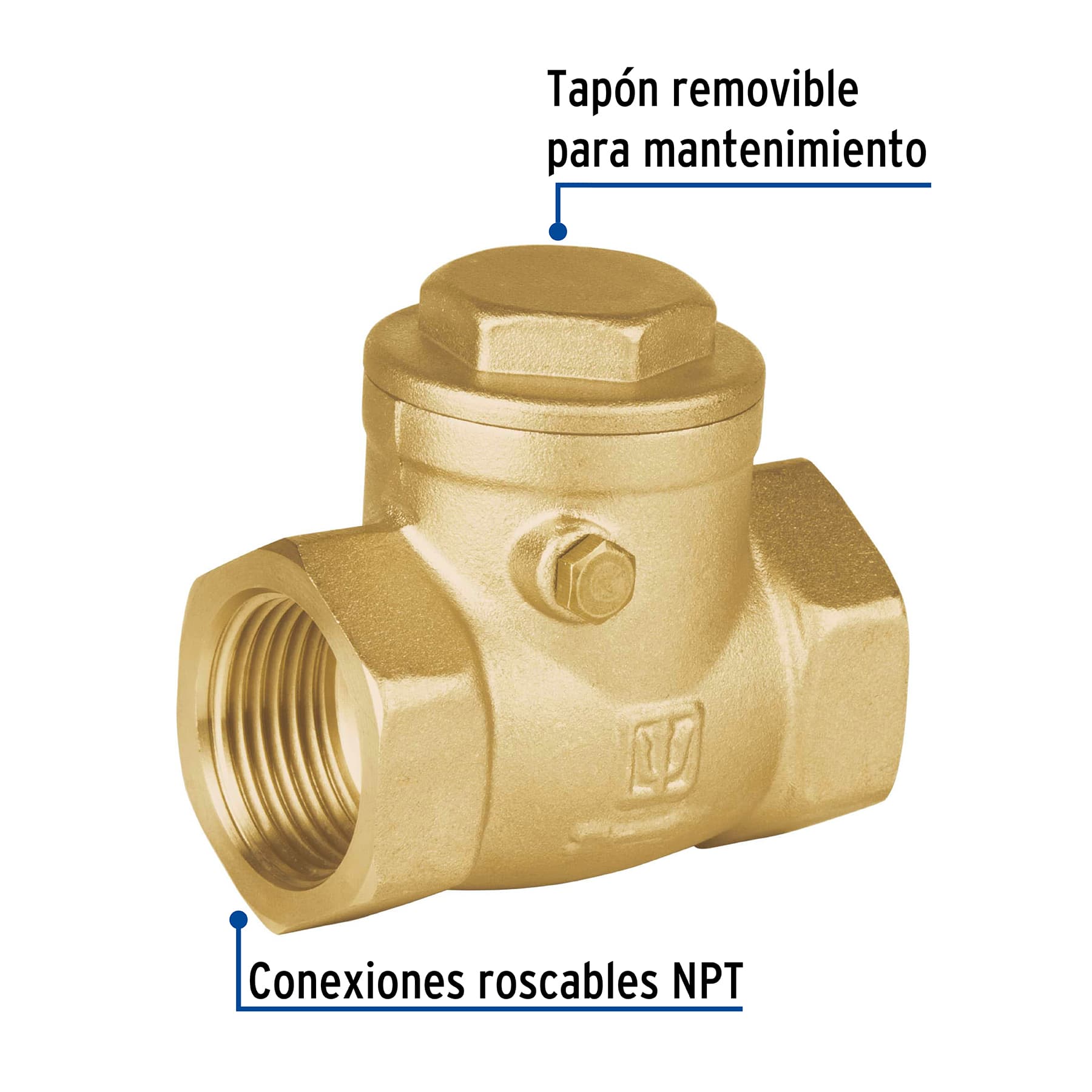 Válvula check horizontal de latón, 3/4, Foset - Truper - Grupo FERREMAX