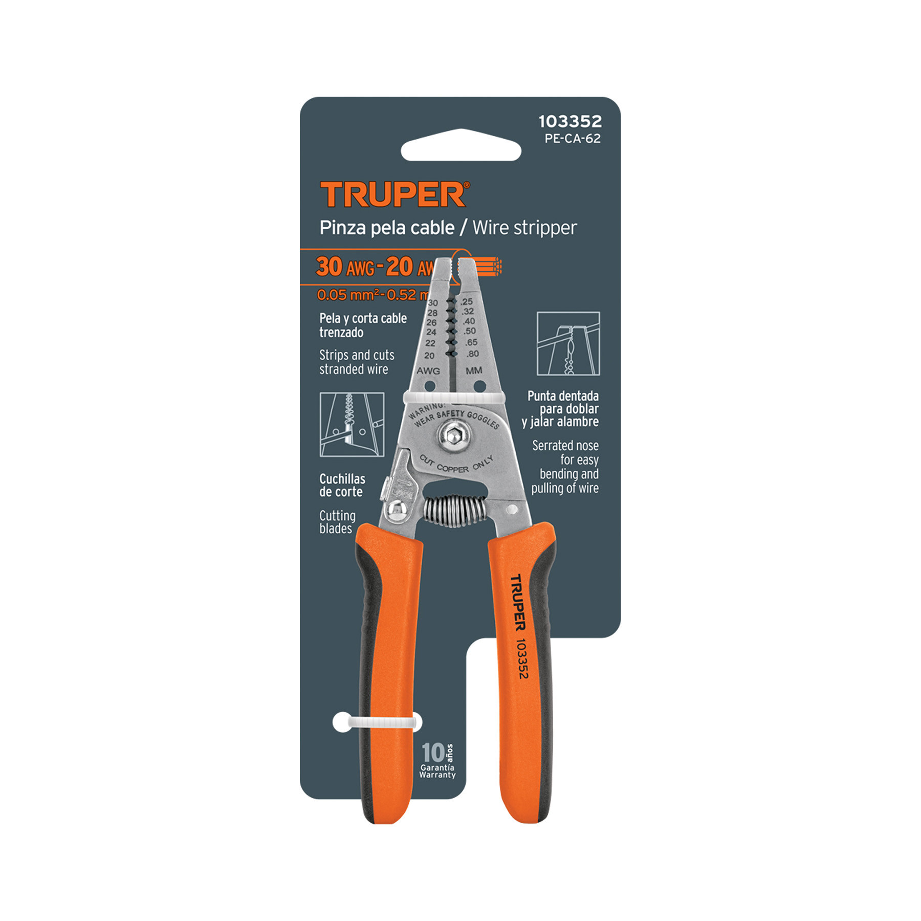 Pinza 6 pela cables 26 a 16 AWG, Truper, Pinzas Pela Cables, 103352