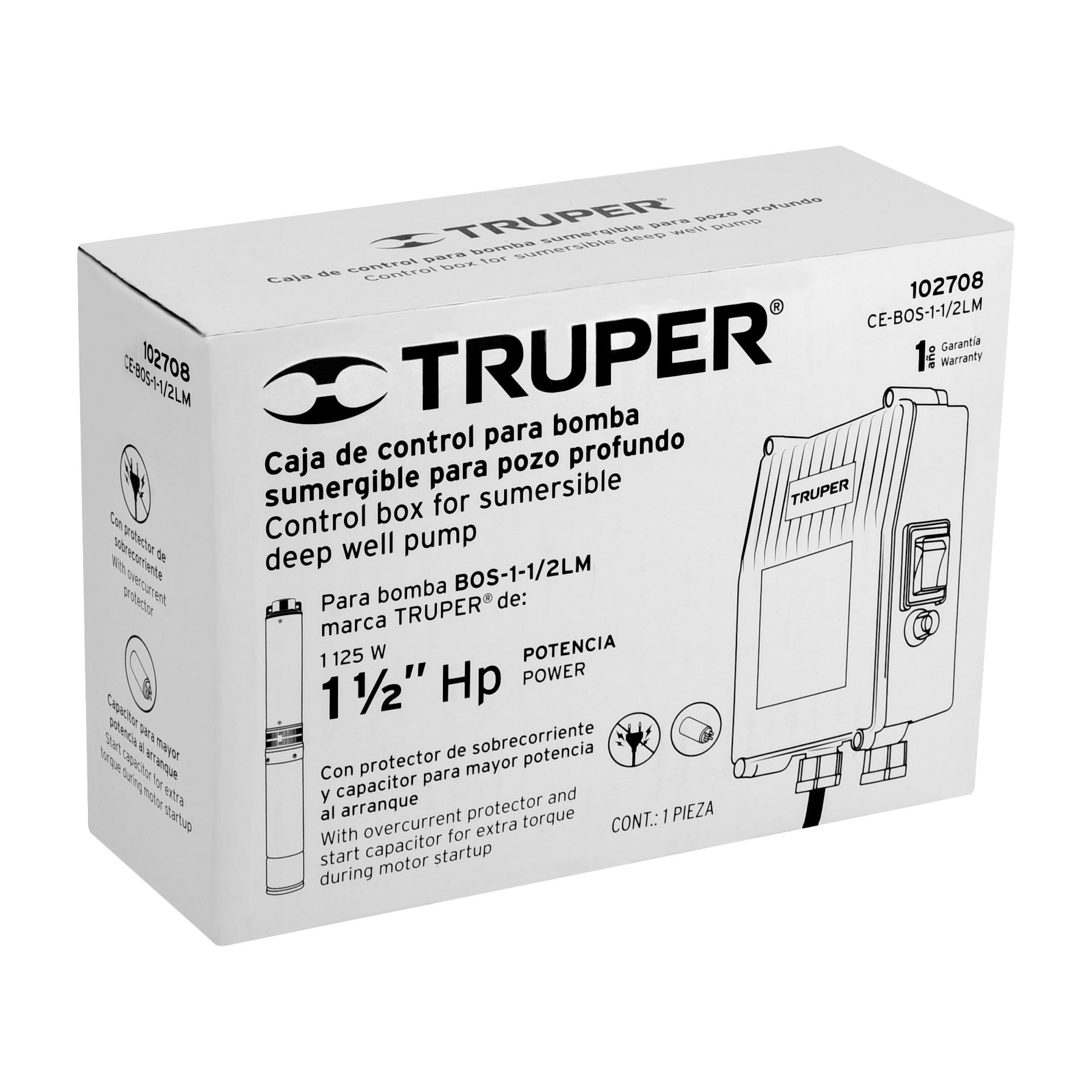 Caja de control para bomba tipo bala 1-1/2 HP, Truper, Para Máquinas ...