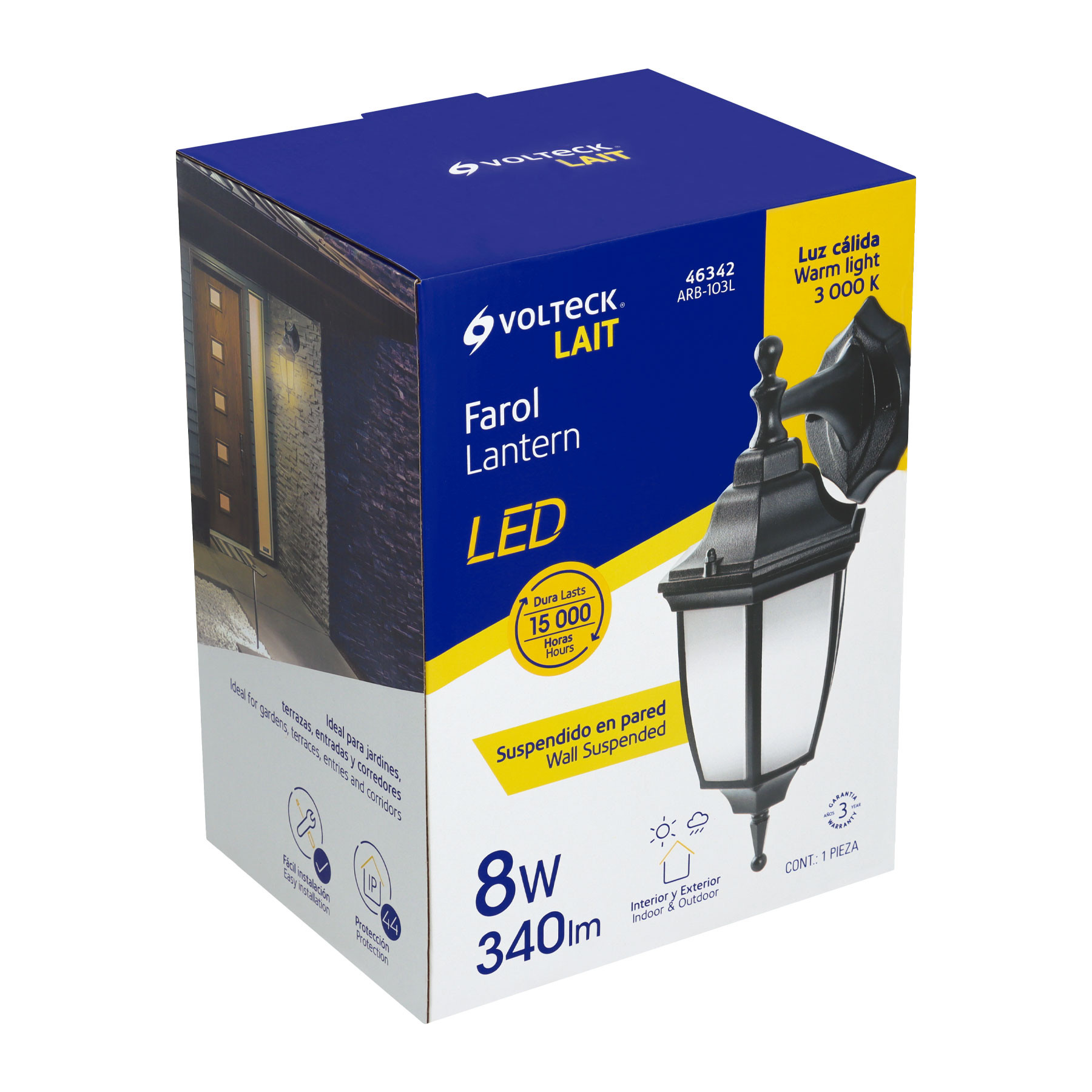Arbotante de LED 8 W tipo farol suspendido negro, Volteck, Arbotantes ...