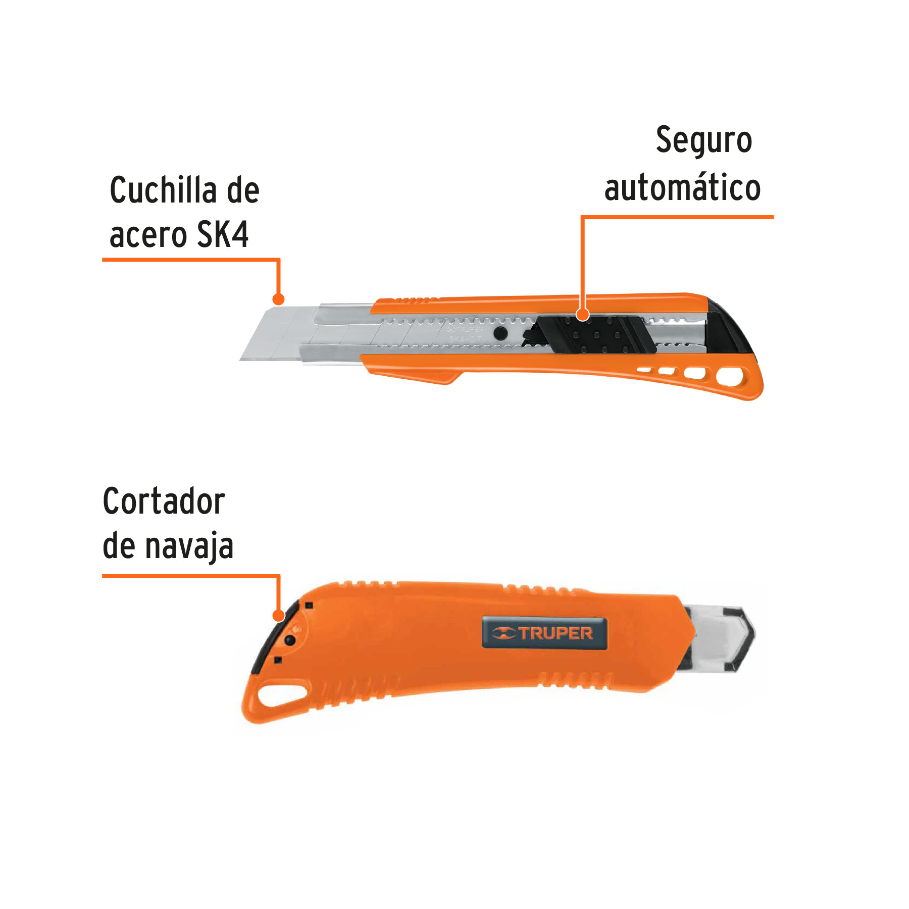 Cutter 25 mm reforzado de plástico con alma metálica, Truper, Cutters ...
