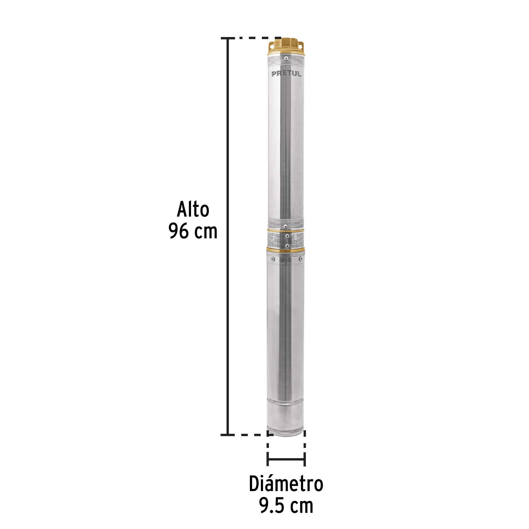 Bomba sumergible, tipo bala, 2 HP, agua limpia, Pretul, Bombas ...