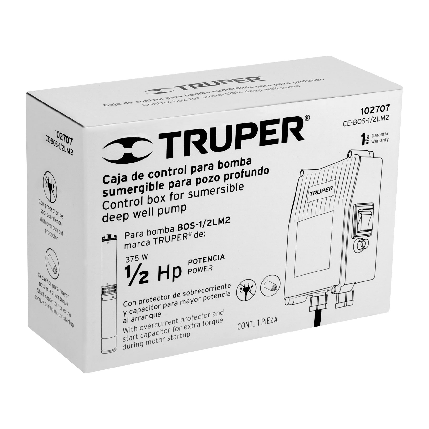 Caja de control para bomba tipo bala 1/2 HP, Truper, Para Máquinas ...